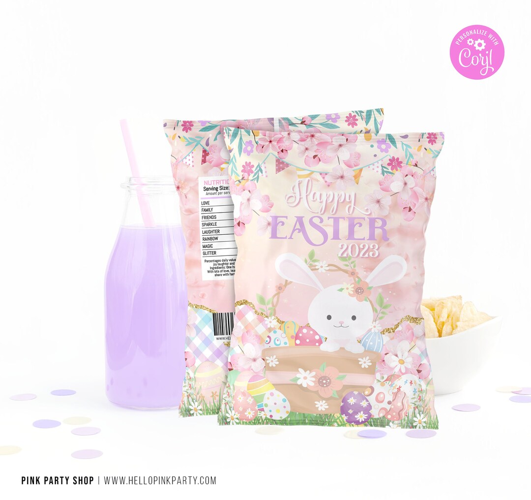 Easter Printable Chip Bag, Template Editable, Easter Egg Hunt Chip Bag ...
