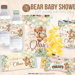 Teddy Bear Baby Shower Party Bundle: Editable Labels Gender Neutral ...