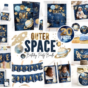 Editable Space Birthday Thank You Card Space Outer Space Planets Galaxy ...