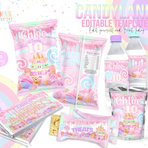 Candyland Birthday Welcome Sign: Editable Donut & Candy Theme (digital ...