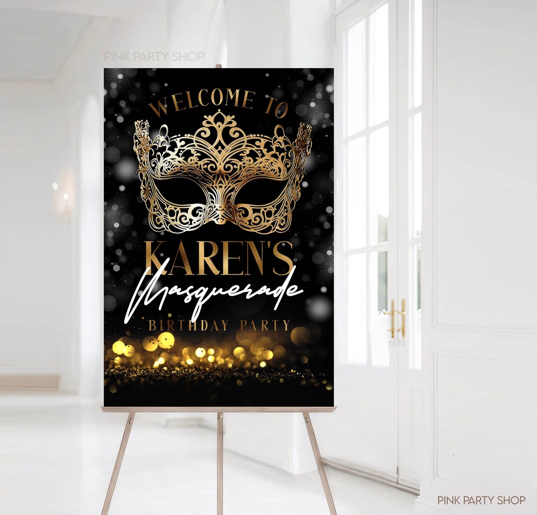 Masquerade Party Welcome Sign Masquerade Birthday Welcome Sign ...