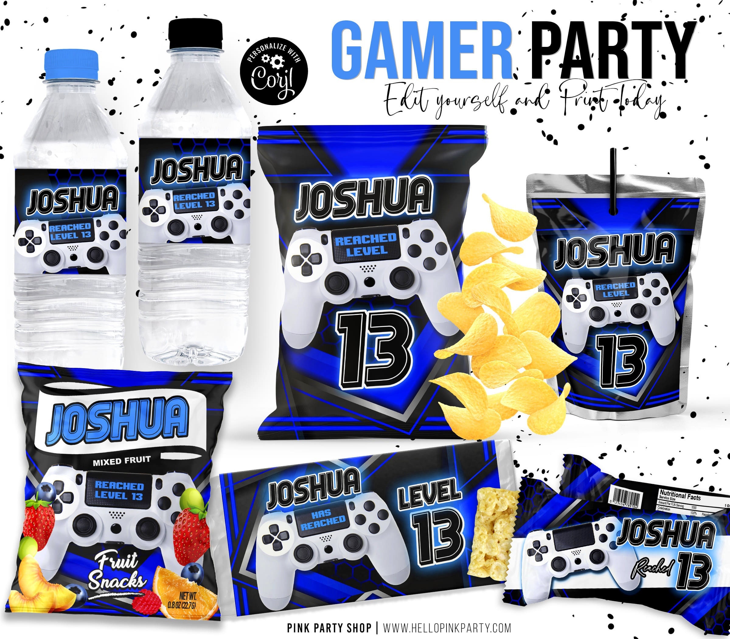 Gamer Birthday Party Favor Bundle: Editable Video Games Labels (digital ...