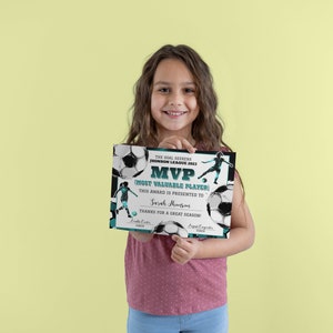 Editable Soccer Award Certificate: Girls Team End of Season (digital ...