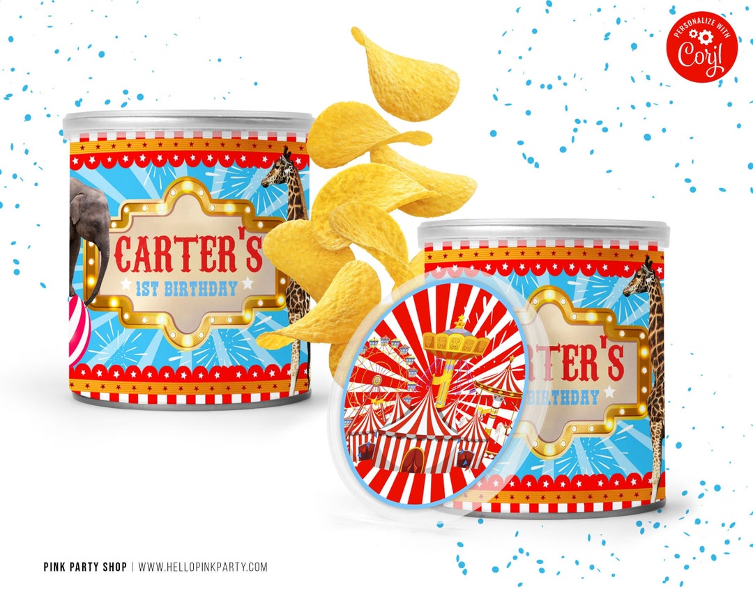 Circus Carnival Birthday Potatoes Wrapper, Template Printable, Circus ...
