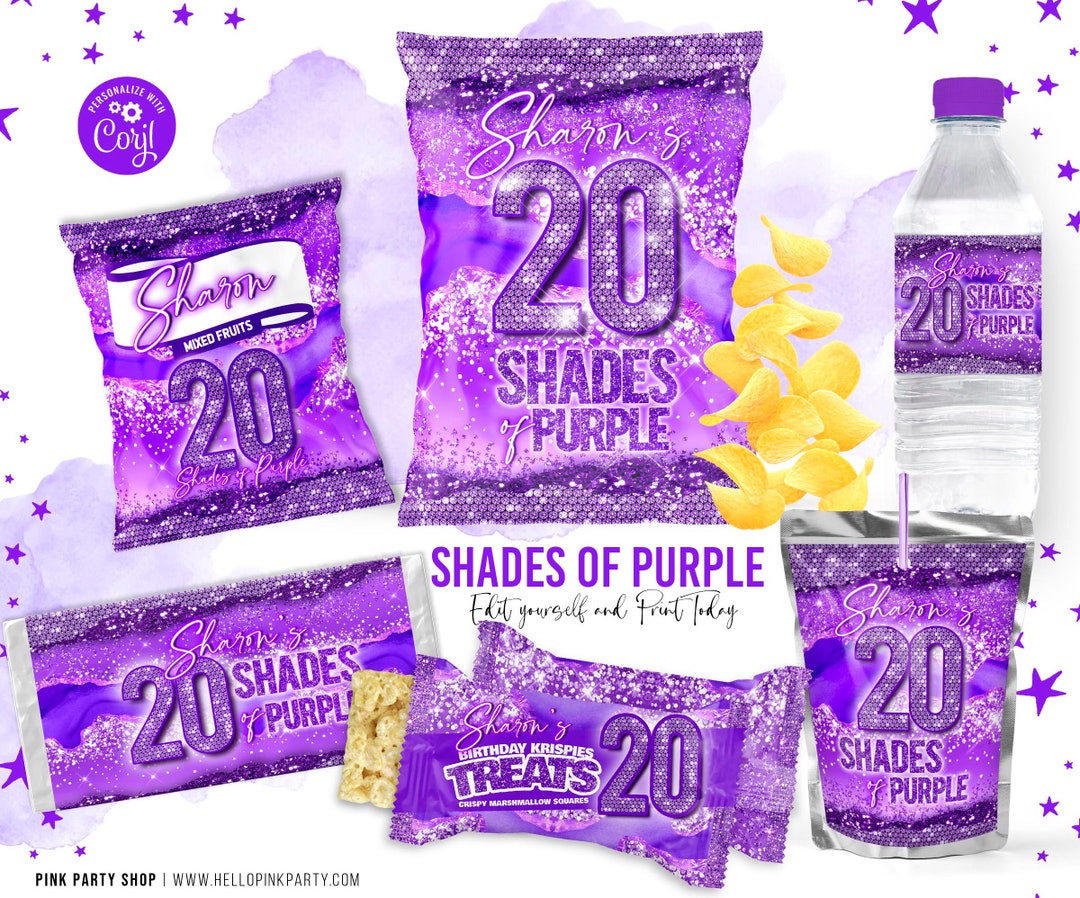 Shades of Purple Birthday Party Bundle Kit Template Printable Purple ...