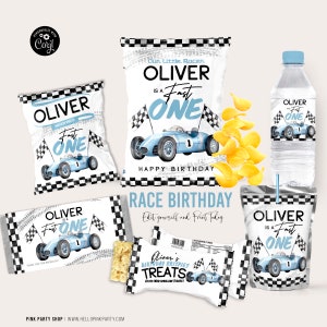 Editable Race Car Rice Treats Wrapper Racing Birthday Fast One Party ...