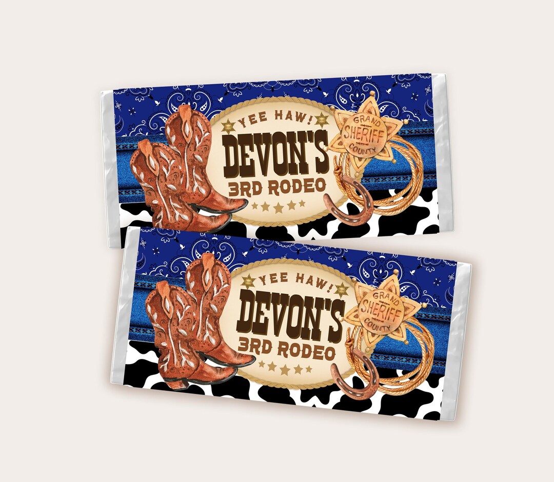 Cowboy Birthday Party Candy Bar Wrapper: Editable Rodeo Chocolate ...