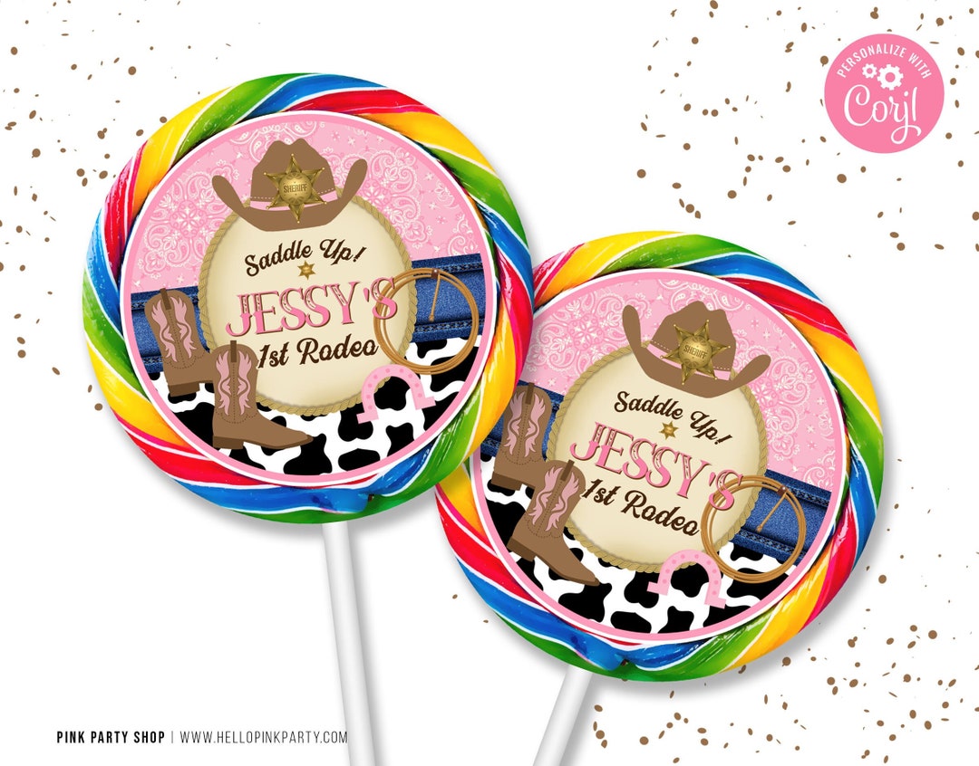 Cowgirl Birthday Lollipop Labels, Template Printable, Cowboy Western ...
