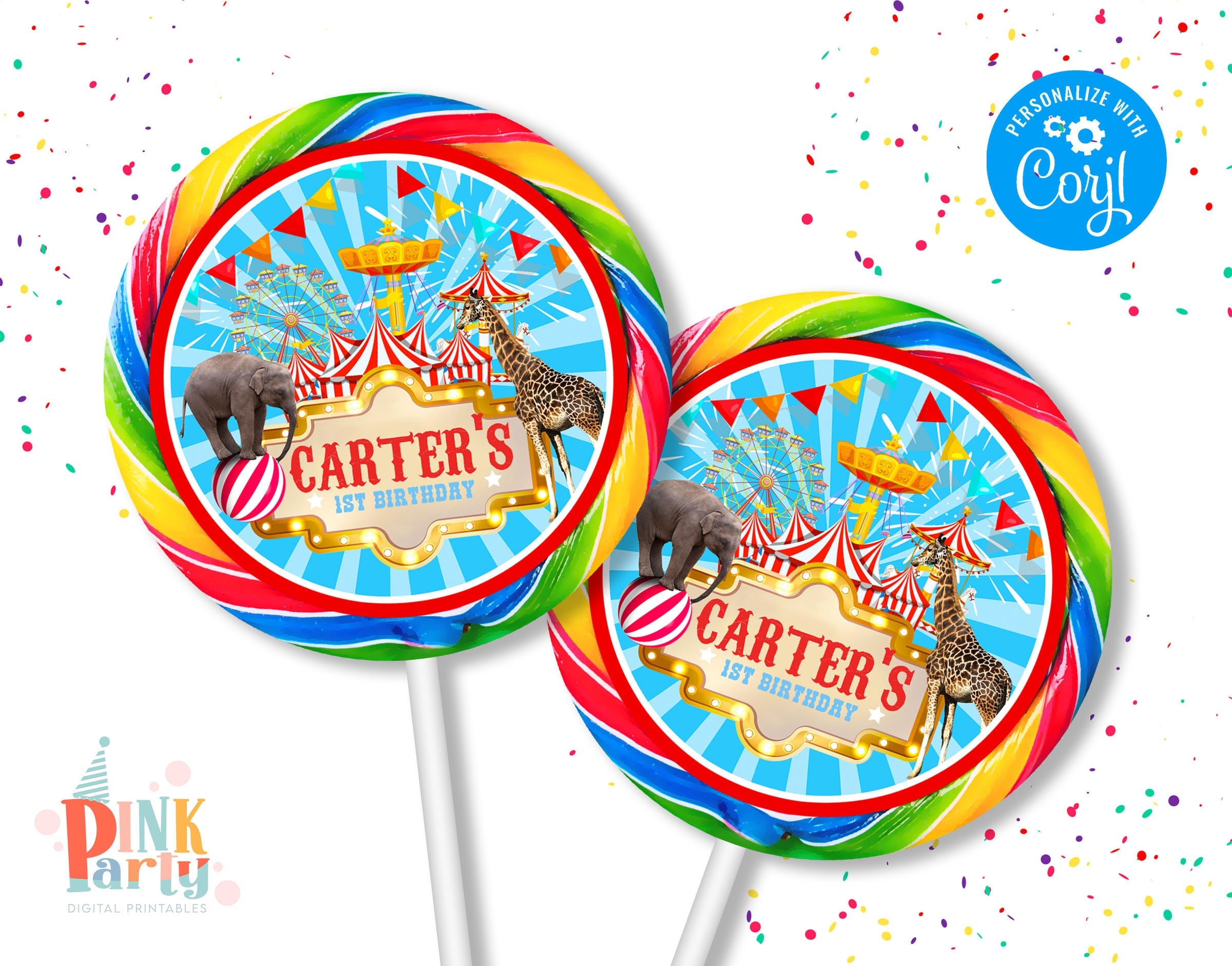 Kids Birthday Lollipop Labels Template Printable Kids - Etsy