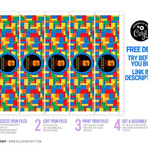 Building Blocks Birthday Party Water Labels Wrapper, Printable ...