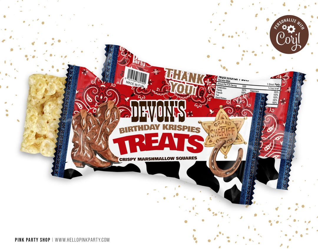Cowboy Birthday Candy Bar Wrapper, Printable Templates, 1st Rodeo ...