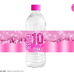 Shades of Pink Water Bottle Labels: Editable Party Wrappers Favors ...