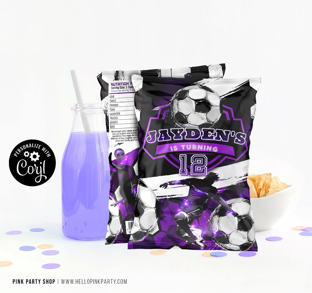 Soccer Birthday Chip Bag Template: Personalized Football Party (digital ...