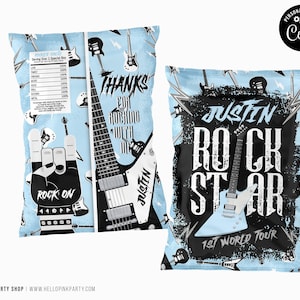 ROCK N ROLL Birthday Party Chip Bag, Template Printable, Rock Party ...