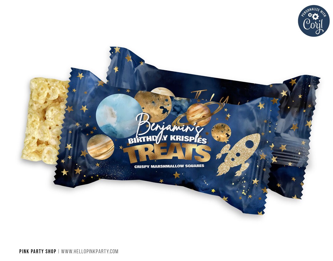 Editable Outer Space Rice Treats | Outer Space Birthday Party Decor ...