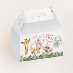 Girl Wild One Safari Birthday Favor Box Jungle Animals Party Favors ...