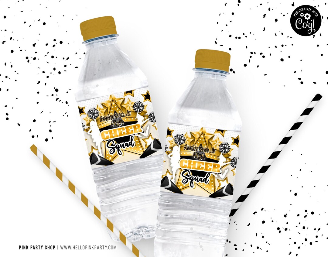 Cheerleading Water Labels Wrapper, Printable Templates, Cheer Squad ...