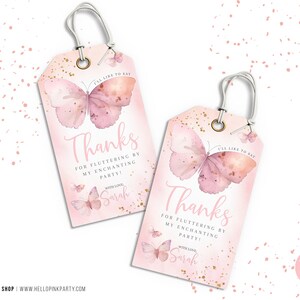 Butterfly Birthday Thank You Tag, Template Printable, Boho Floral ...