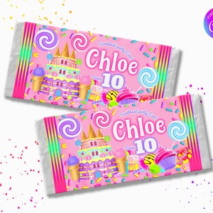 Candyland Birthday Water Label Editable Template Candy Theme Wrapper ...