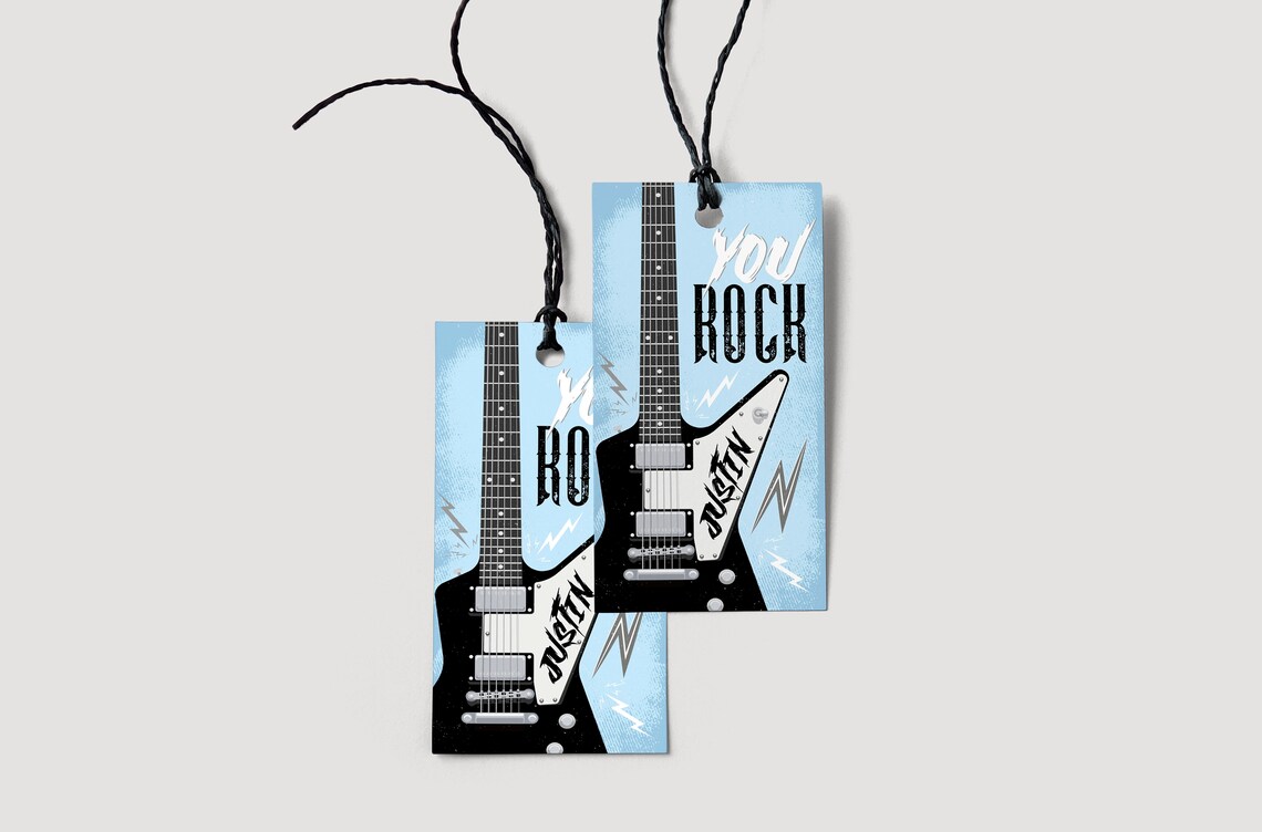 Rock Star Birthday Thank You Tag Template Printable Rock and - Etsy