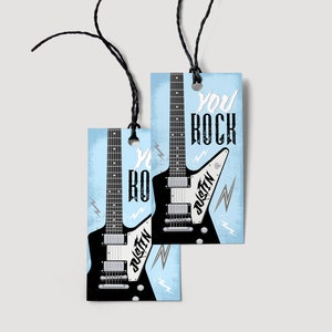 Rock Star Birthday Thank You Tag, Template Printable, Rock and Roll ...