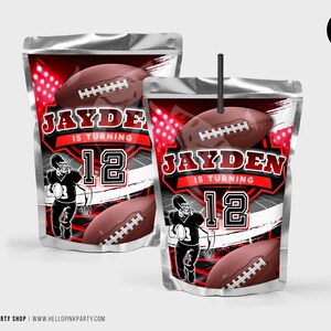 Football Birthday Water Labels Wrapper, Printable Templates, American ...