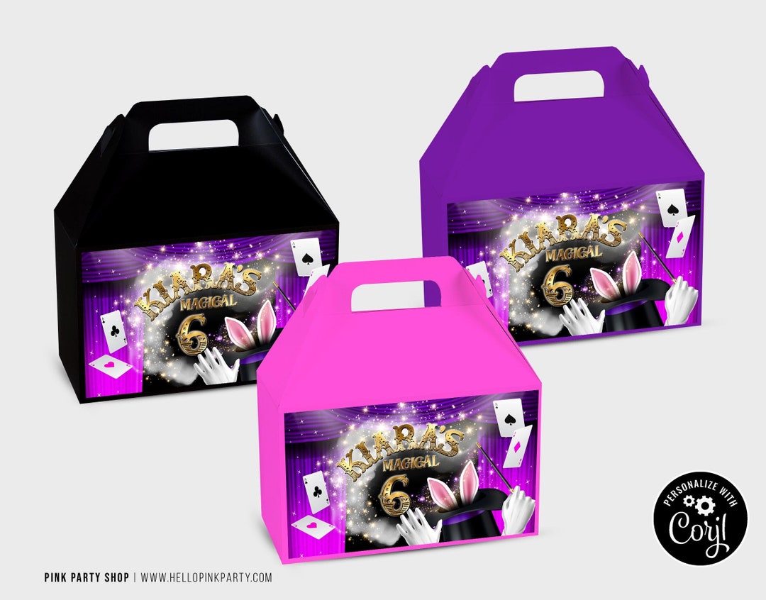 Magician Birthday Gable Box Label Template Printable Magic Show