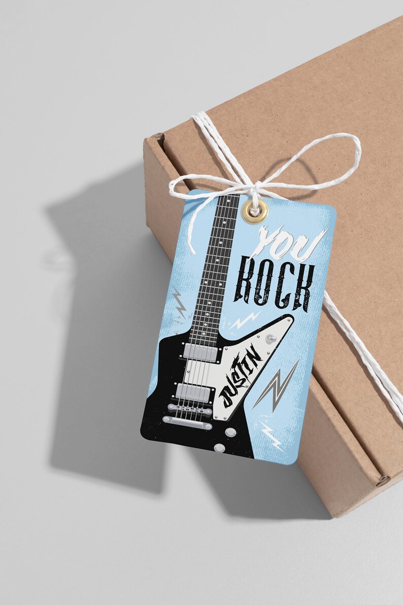 Rock Star Birthday Thank You Tag Template Printable Rock and - Etsy