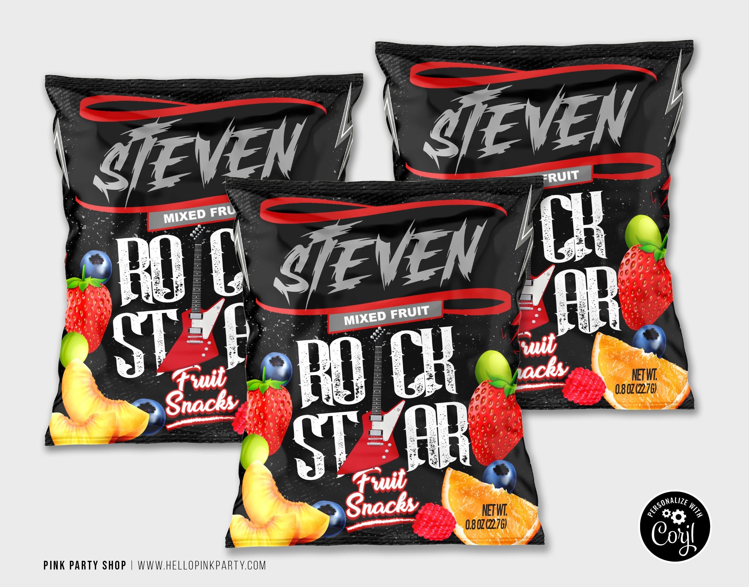 Editable Rock Star Birthday Party Fruit Snacks Born to Rock - Etsy