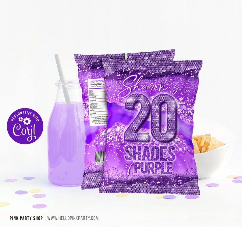 Shades of Purple Candy Bar Wrapper: Editable Party Labels (digital ...