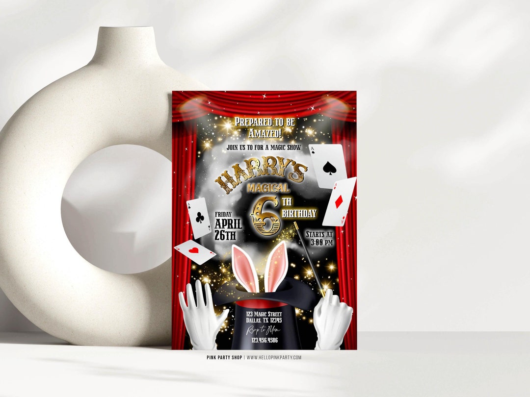 Magician Birthday Invitation Template Printable Magic Show Invite ...