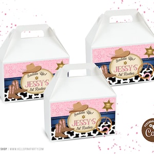 Cowgirl Birthday Gable Box Labels, Printable Templates, Western ...