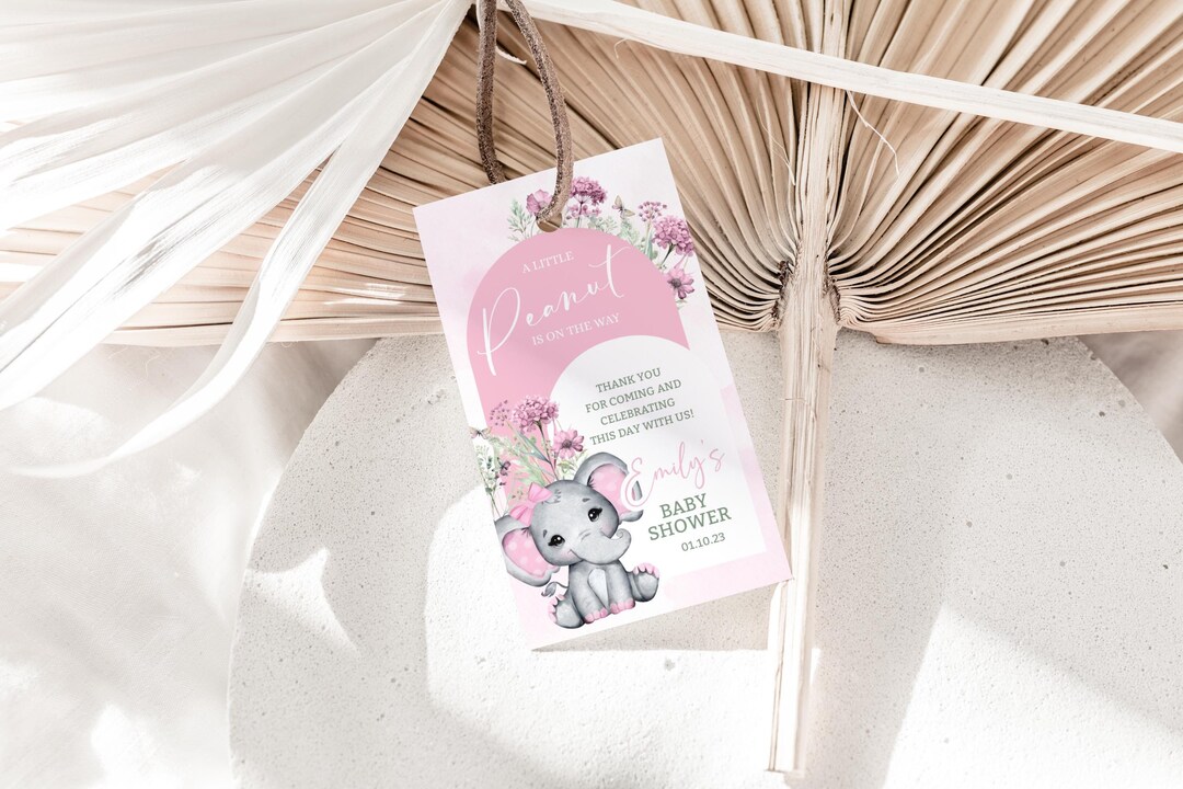Elephant Gift Tag Editable Template Favor Tag Custom Elephant Editable ...