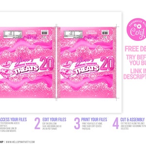 Shades of Pink Birthday Candy Bar Wrapper, Printable Templates, Pretty ...