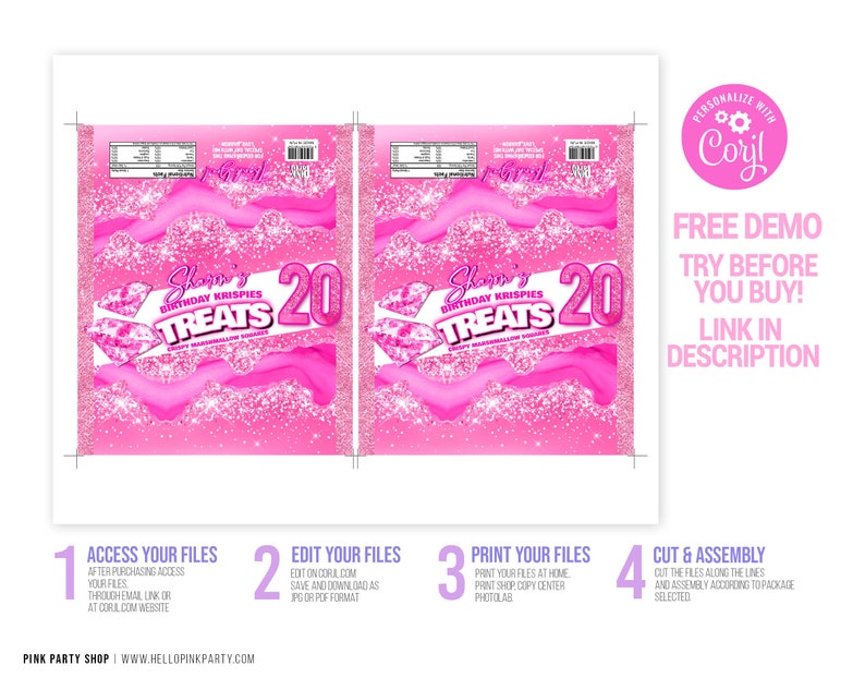 Shades of Pink Birthday Candy Bar Wrapper Printable - Etsy