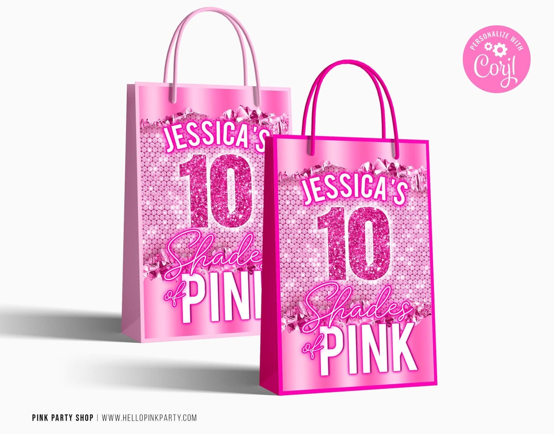Shades of Pink Birthday Gift Bag Label: Editable Template Favor ...
