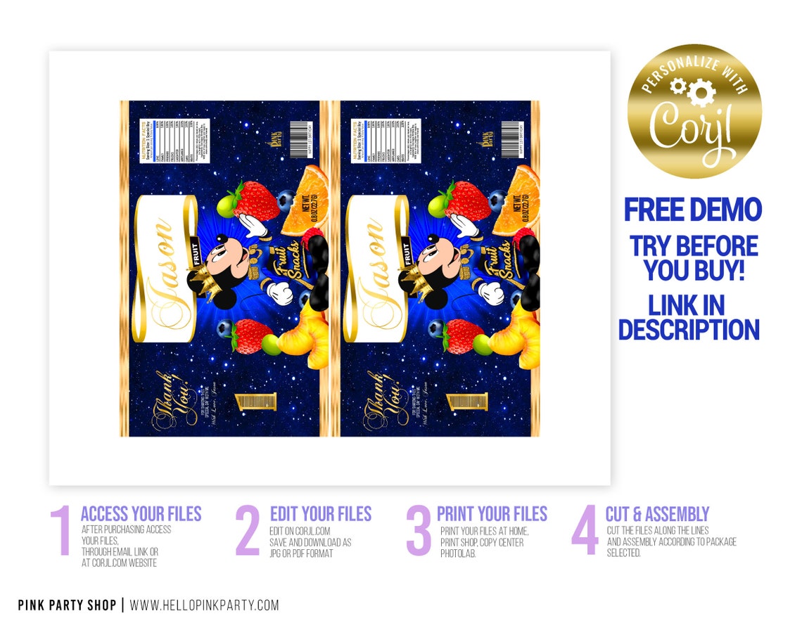 Kids Birthday Fruit Snacks Bag Template Printable Kids - Etsy