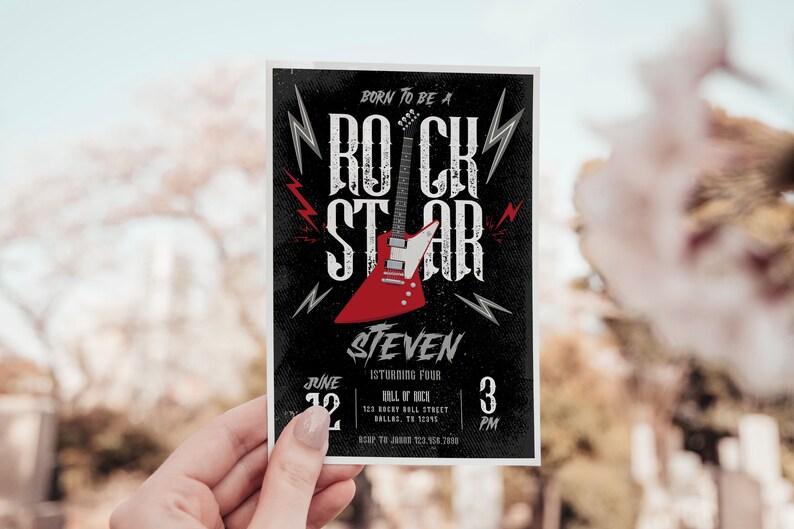 Plantilla de invitación de cumpleaños de rock and roll - Etsy México