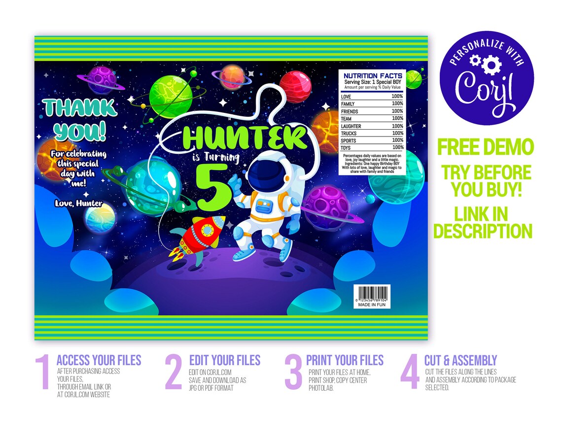 Kids Birthday Chip Bag Template Printable Kids Birthday Chip - Etsy