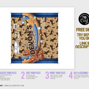 Cowboy Birthday Candy Drops Bag Template Printable 1st Rodeo - Etsy
