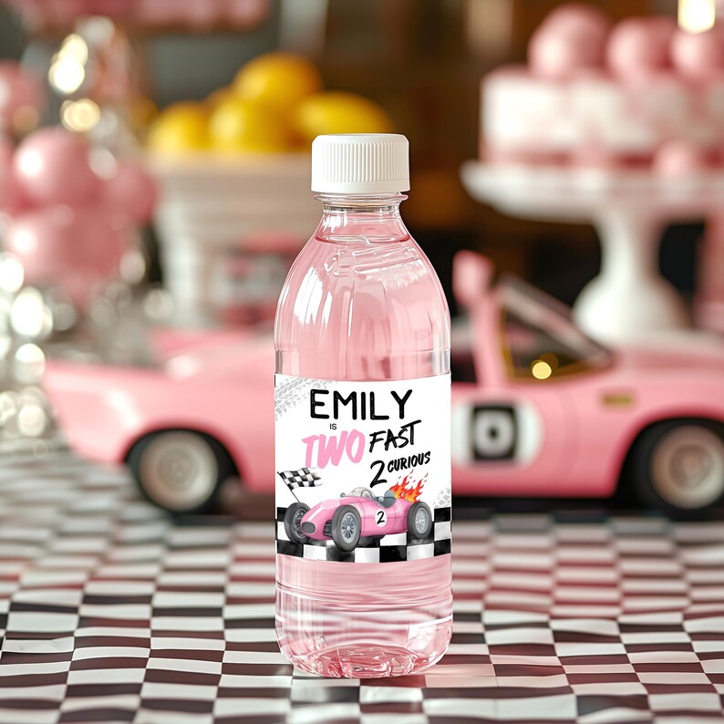 Editable Pink Race Car Cupcake Toppers: Girl Birthday Party (digital ...