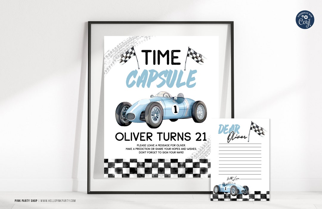 Race Car Birthday Time Capsule Modern Race Car Birthday Two - Etsy