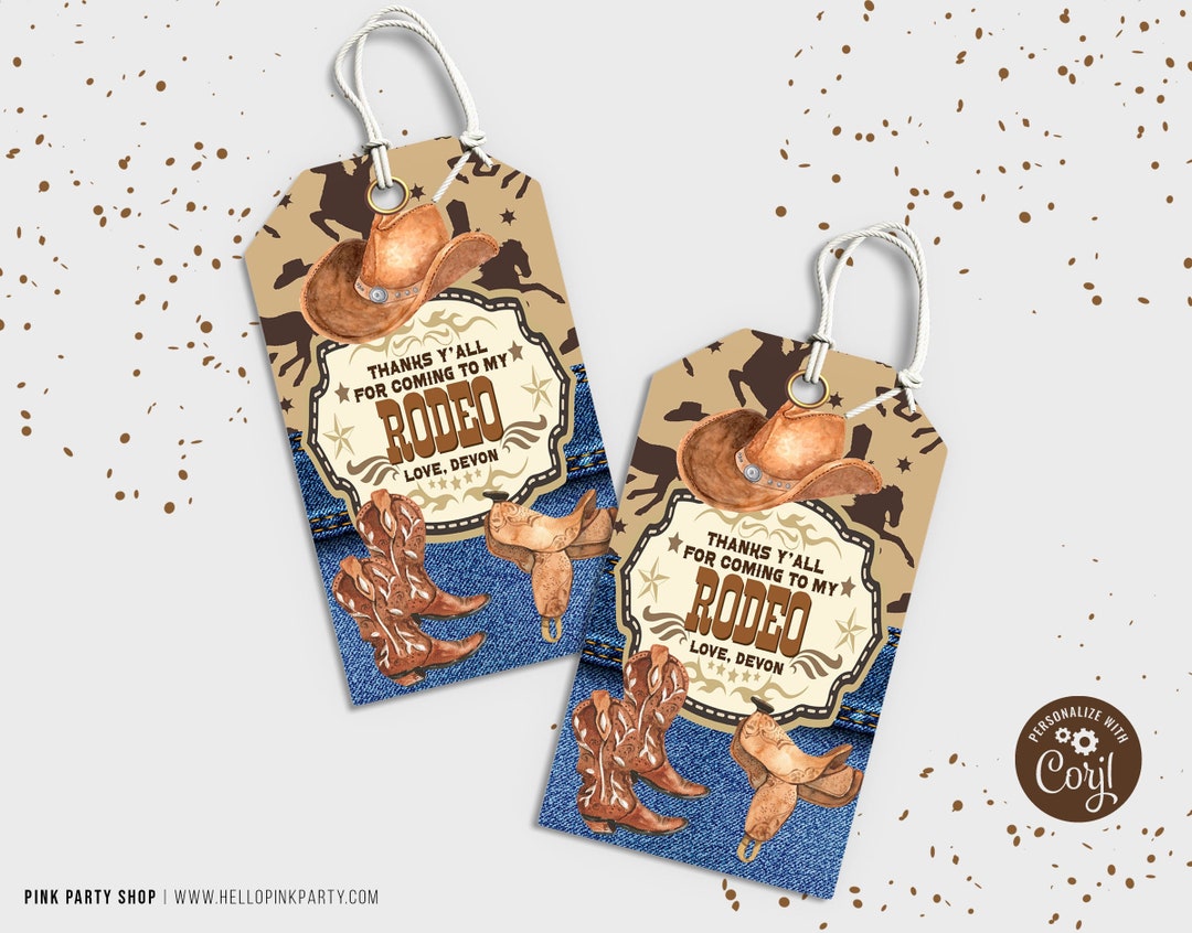 Cowboy Birthday Thank You Tag, Template Printable, Western Birthday ...