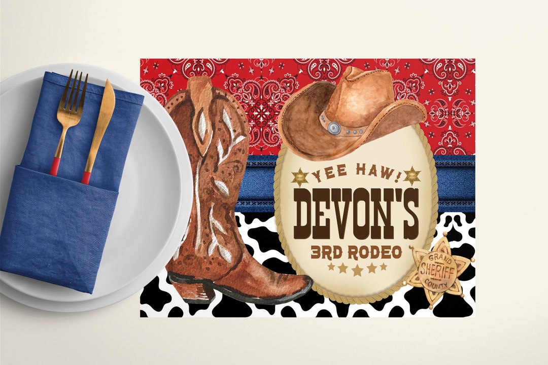 Cowboy Birthday Placemat Printable Editable Template Western Birthday ...