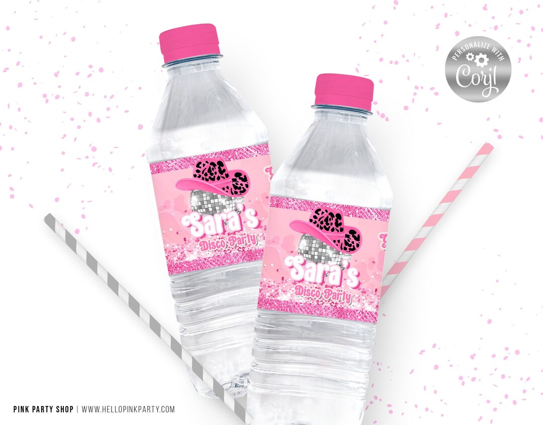Disco Cowgirl Birthday Party Water Labels Wrapper, Printable Templates ...