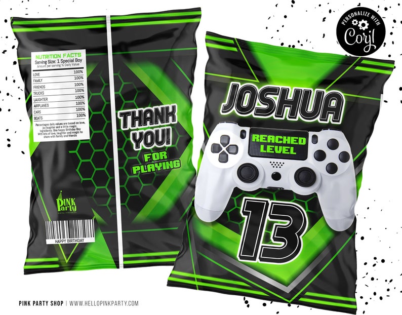 Editable Gamer Birthday Chip Bag Wrapper Template Video Games (digital ...