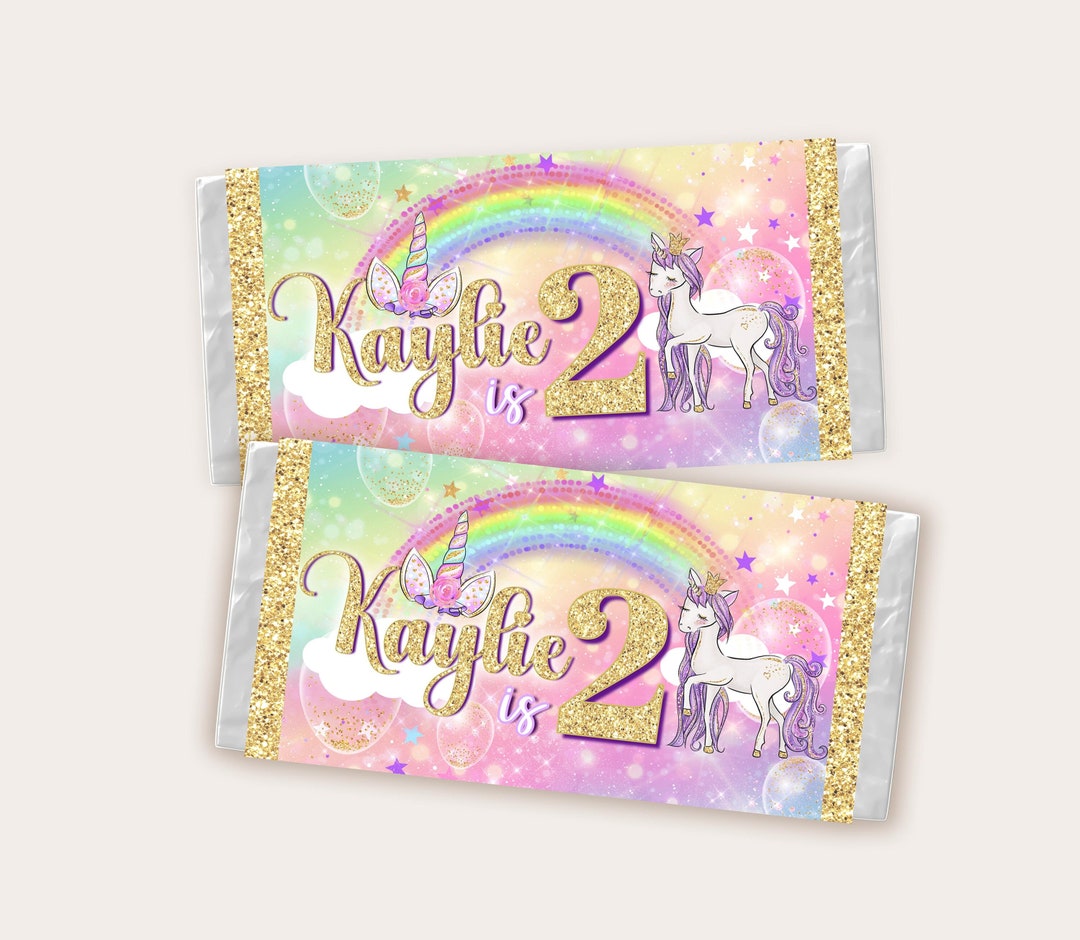 Unicorn Birthday Candy Bar Wrapper, Editable Printable Template ...