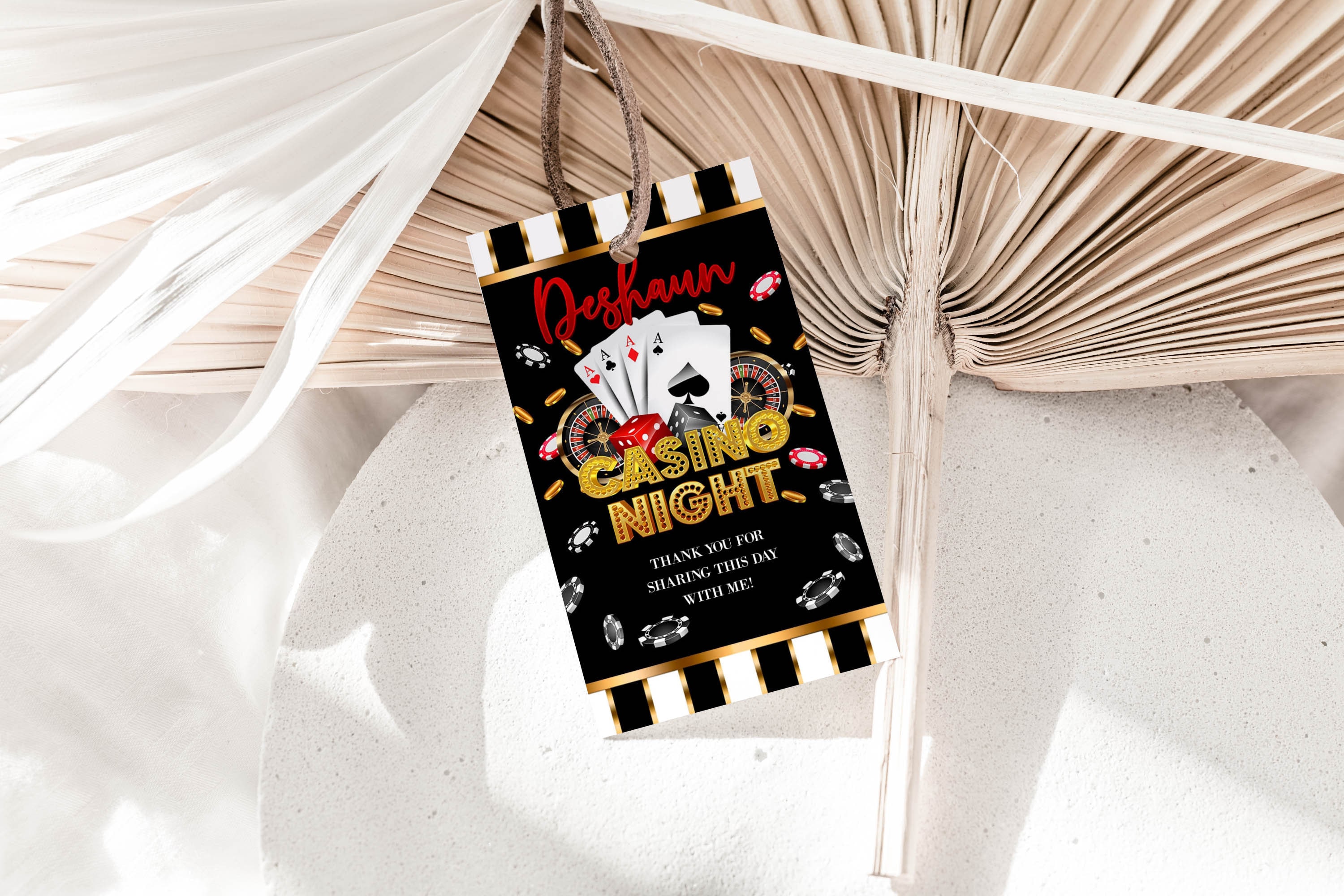 Casino Birthday Thank You Tag: Editable Template (digital Download ...