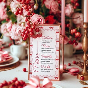 Cherry Menu Template Printable Editable Cherry on Top Baby Shower Menu ...