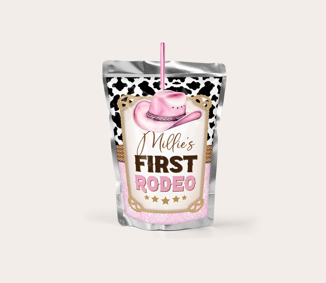 Cowgirl Birthday Juice Pouch Label Editable Template Printable 1st ...